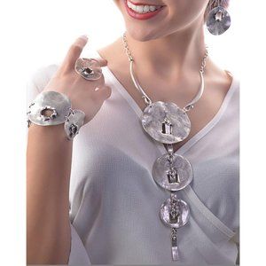 Jewelry | Silvertone Medallion Status Jewellery Set | Poshmark